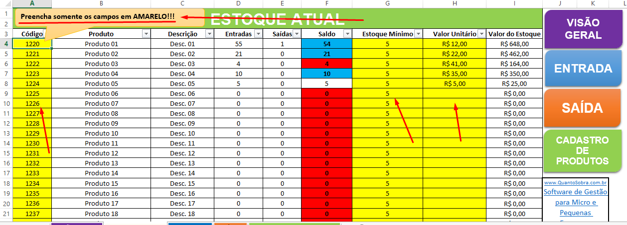 Planilha De Controle De Estoque Excel Modelo Grátis Para Download